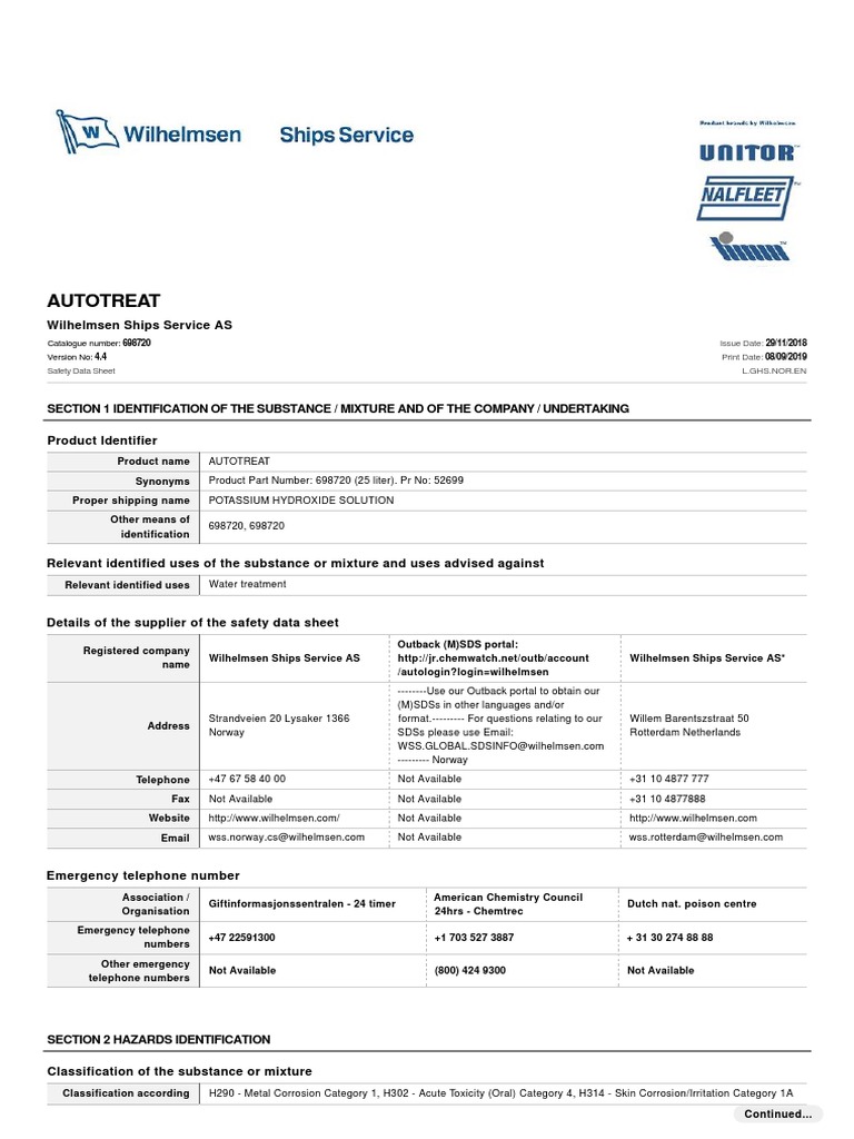 Autotreat - 25 LTR | PDF | Chlorine | Toxicity