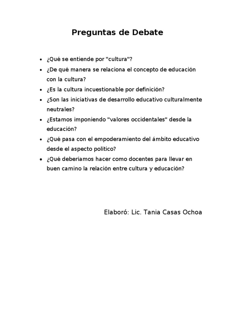 Preguntas de Debate | PDF | Ciencias sociales