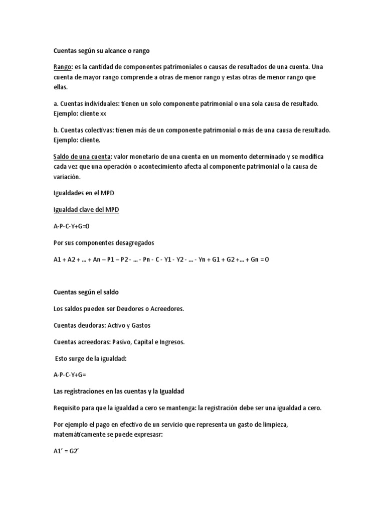 Cuentas Según Su Alcance o Rango | PDF | Hoja de balance | Valor neto