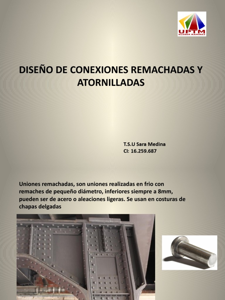 Diseño de Conexiones Remachadas y Atornilladas | PDF | Tornillo | Rieles