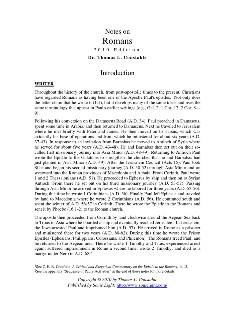 Romans: Notes On | PDF