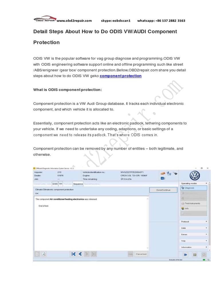 ODIS VW/Audi Component Protection Guide | PDF | Volkswagen Group ...