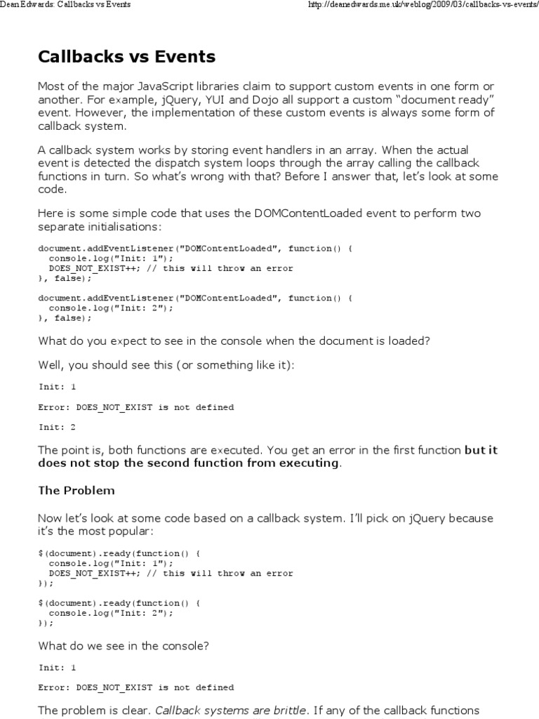 Dean Edwards Callbacks Pdf Callback Computer Programming J Query