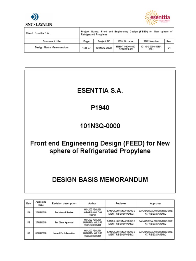 Design Basis Memorandum | PDF | Refrigeration | Liquefied Petroleum Gas