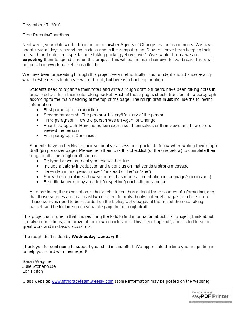 Agents of Change Letter | PDF | Behavior Modification | Learning