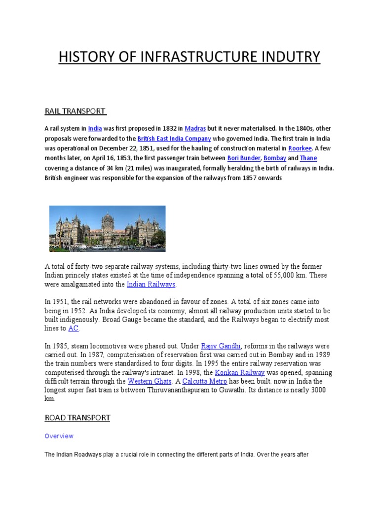 History of Infrastructure Indutry | PDF | Electric Power Transmission ...