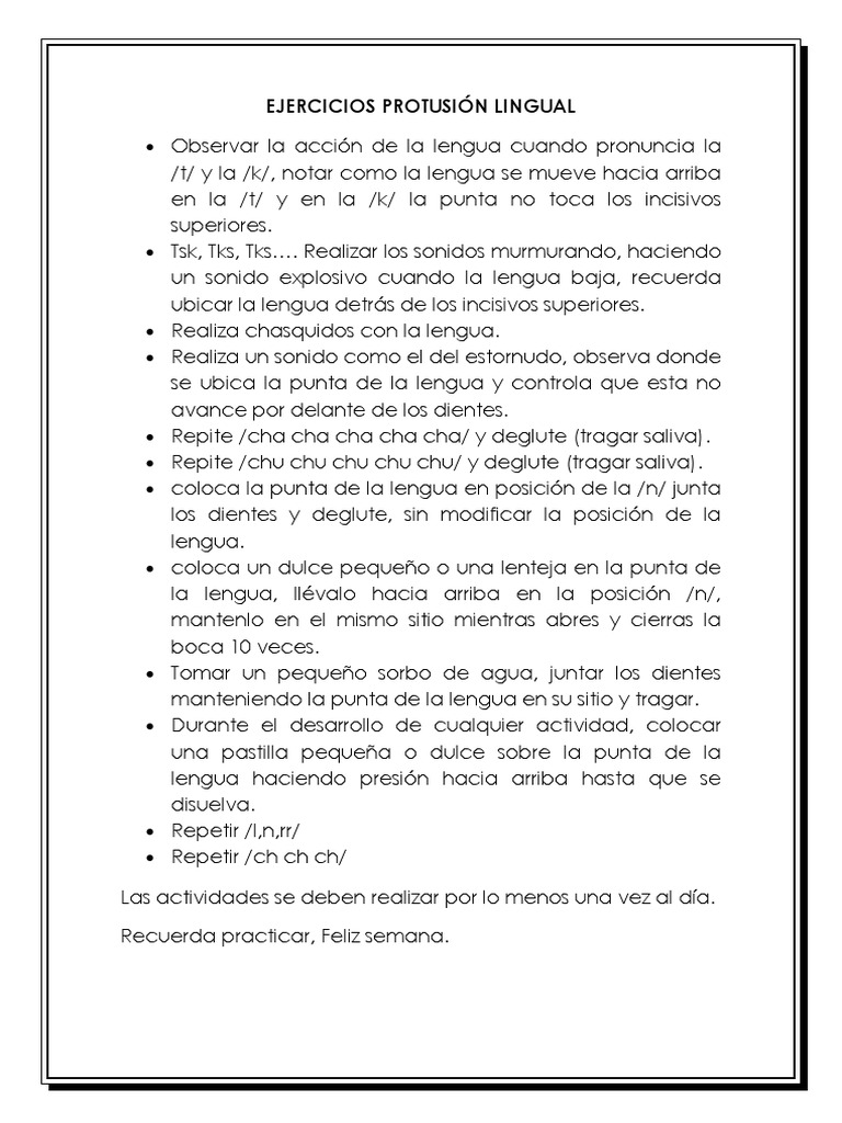 Actividades Protrusión Lingual PDF | PDF