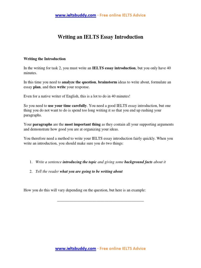 How To Write An Ielts Task 2 Introduction | PDF | Essays | Time