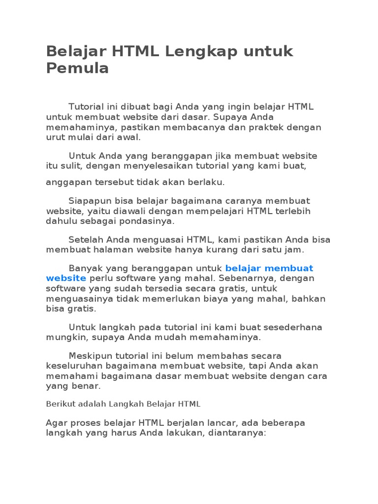 Panduan HTML untuk Pemula | PDF | Bisnis