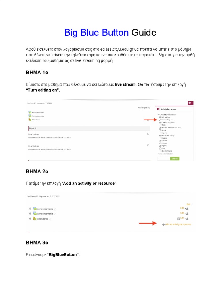 Big Blue Button Guide For E-Class Learning | PDF
