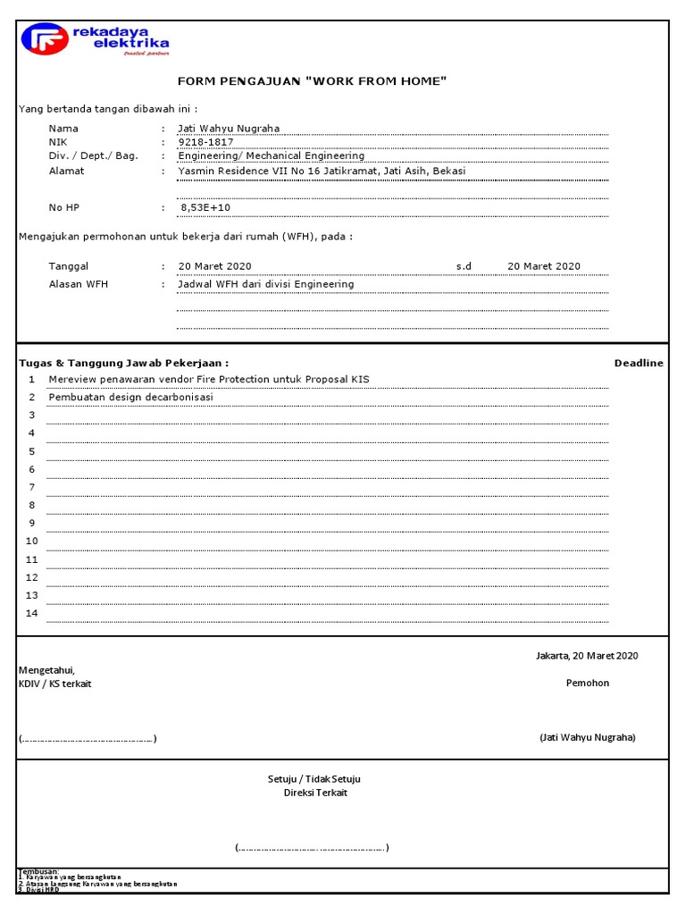 FORM WFH - WORK FROM HOME | PDF