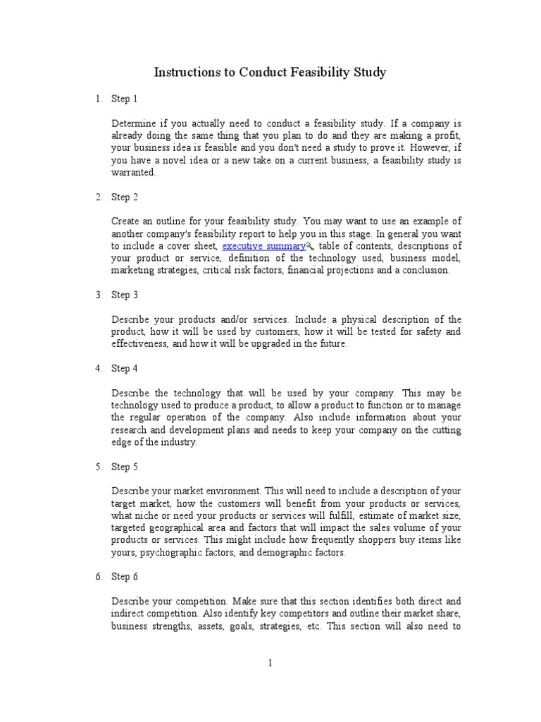 Instructions To Conduct Feasibility Study: Executive Summary | PDF ...