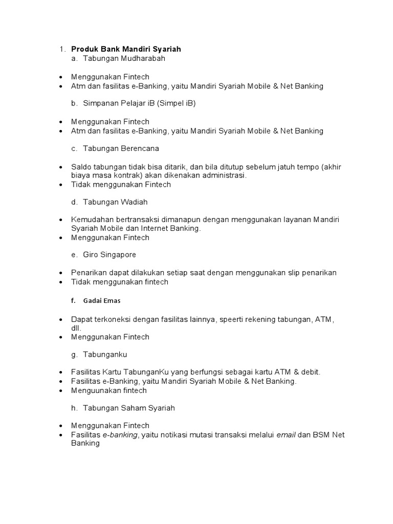 Produk Bank Mandiri Syariah Dan Bank Panjn Dubai Syariah | PDF