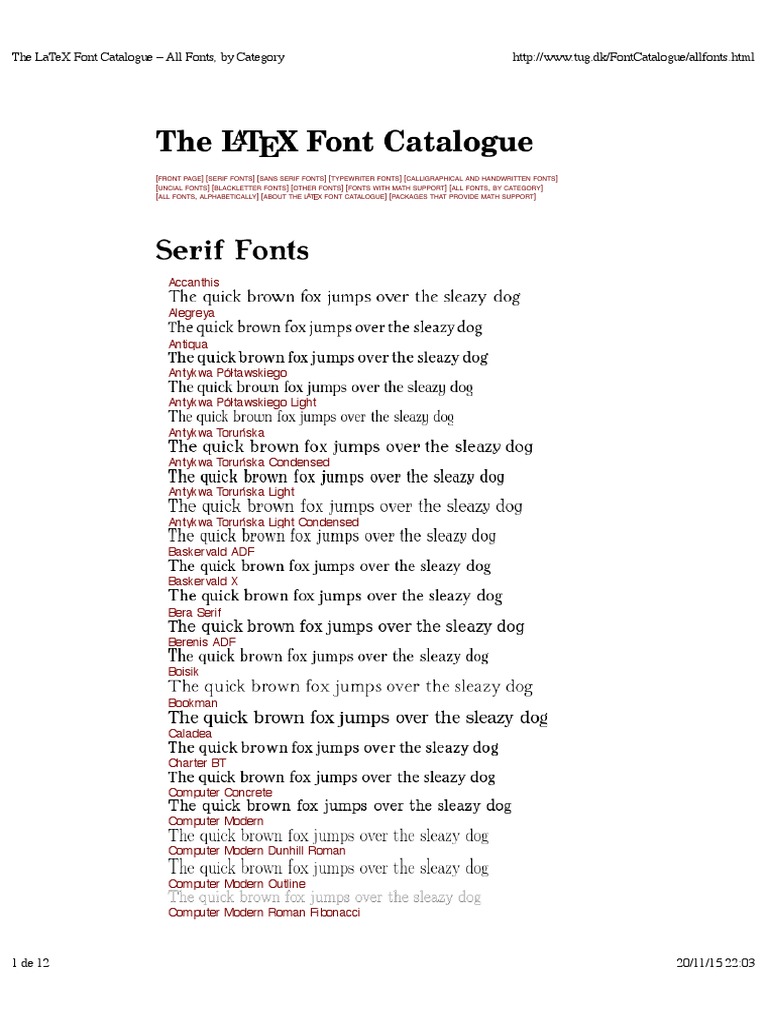 LaTeX Font Catalogue | PDF | Typefaces | Serif