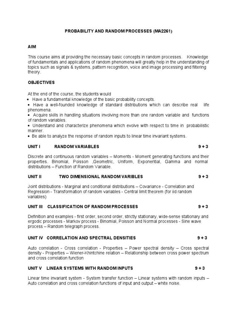 Probability and Random Processes | PDF | Probability Theory ...