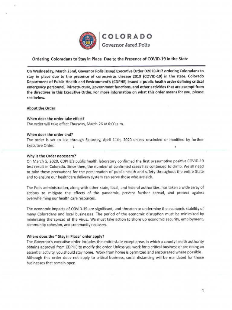 Polis Stay at Home Order Searchable | PDF | Health Care | Foods