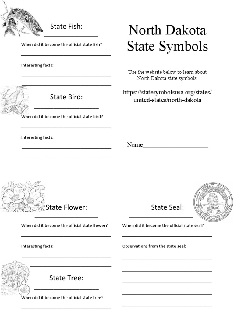 North Dakota State Symbols Booklet For North Dakota History Lesson | PDF