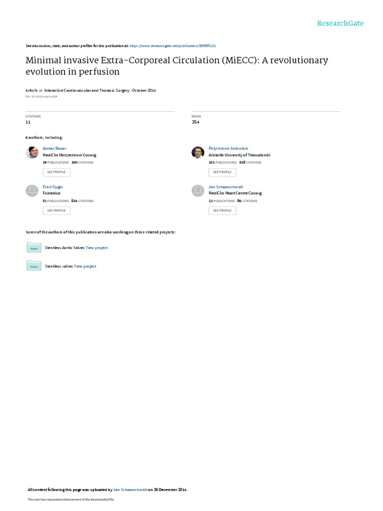 Minimal Invasive Extra-Corporeal Circulation (MiECC) - A Revolutionary ...