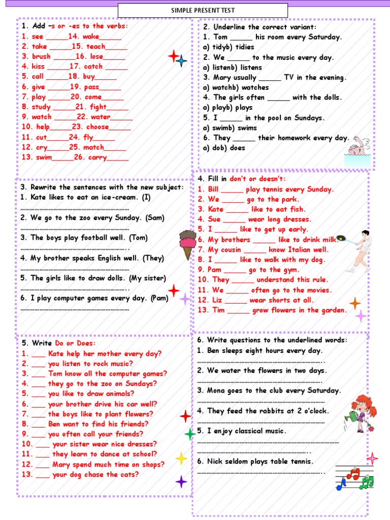 Simple Present Test | PDF | Syntax | Linguistics