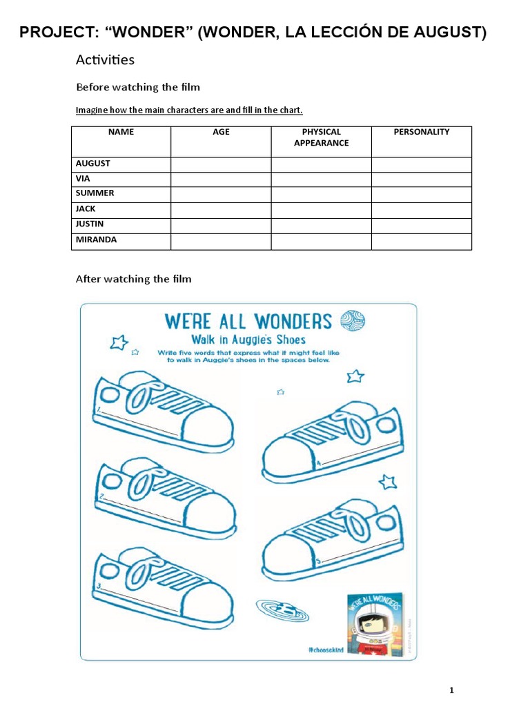 PROJECT Wonder - Worksheet | PDF | Bullying