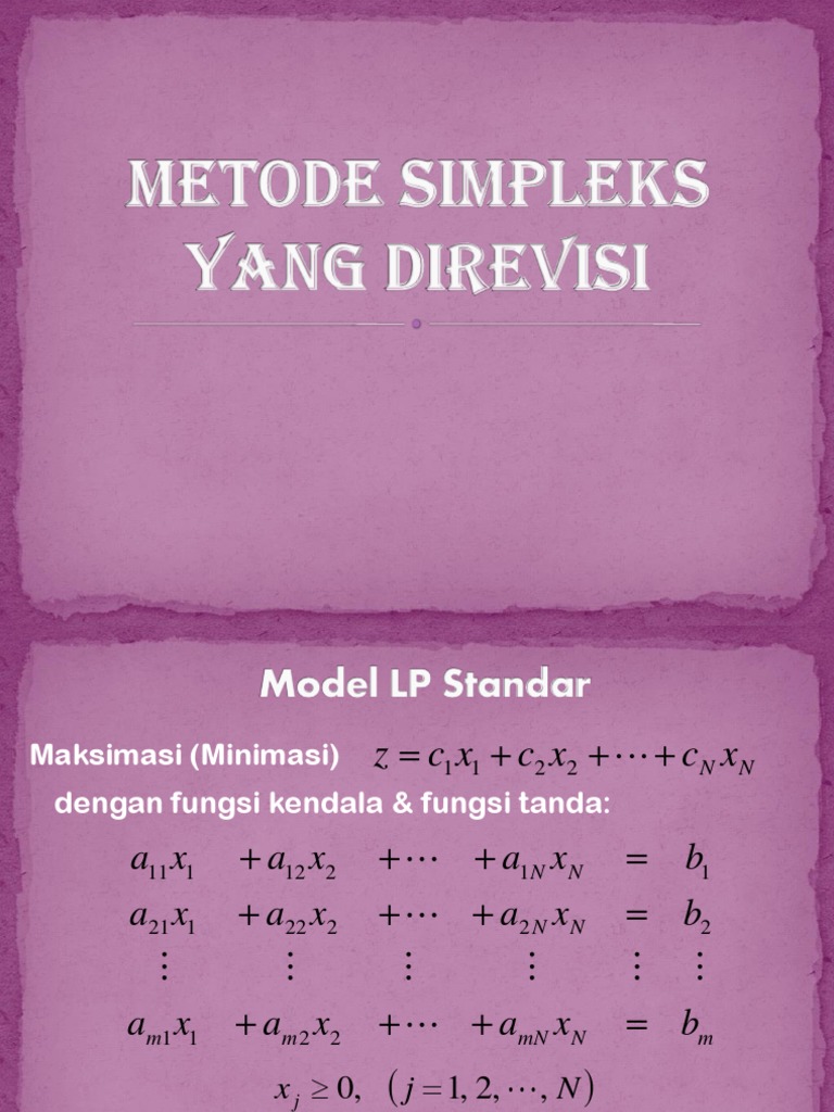 Metode Simpleks Yang Direvisi | PDF