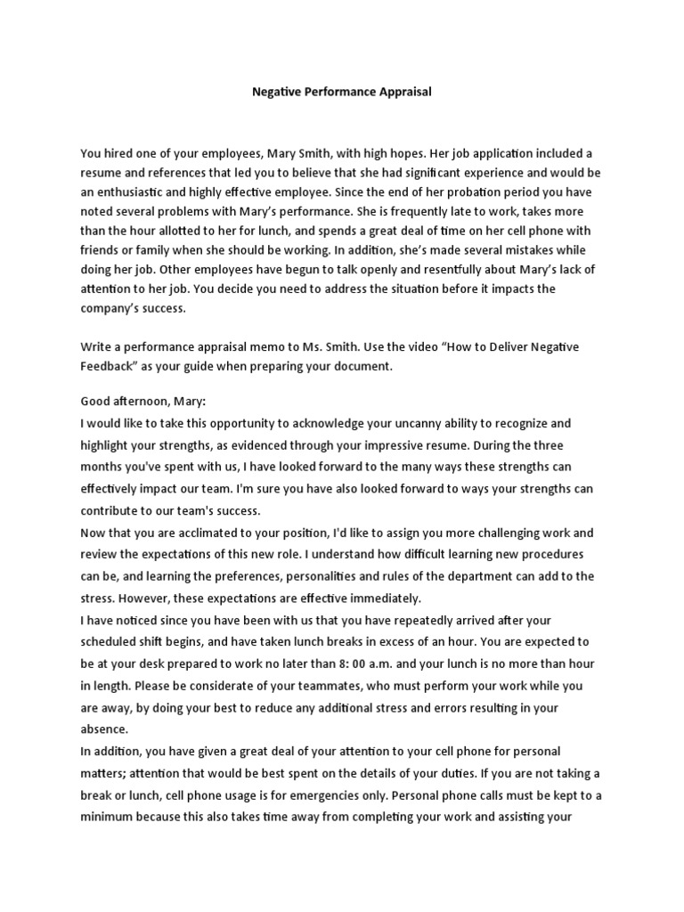 Negative Performance Appraisal | PDF | Performance Appraisal ...