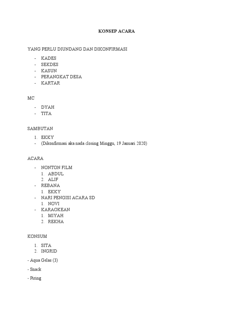 Konsep Acara | PDF