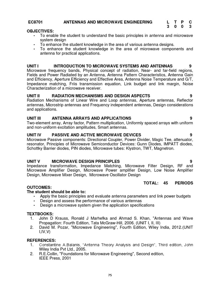 Antenna Syllabus | Download Free PDF | Microwave | Antenna (Radio)