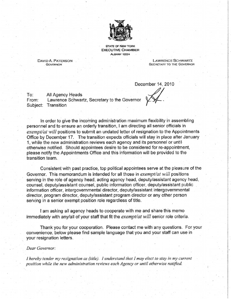 Transition Memo To State Agency Heads 12-14-10 | PDF