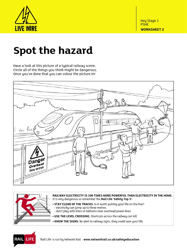 KS1 Live Wire Worksheet 2 Spot The Hazard | PDF