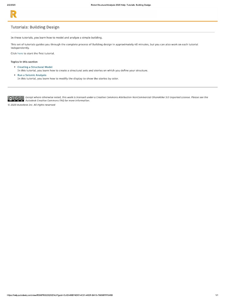 Robot Structural Analysis 2020 Help - Tutorials - Building Design | PDF