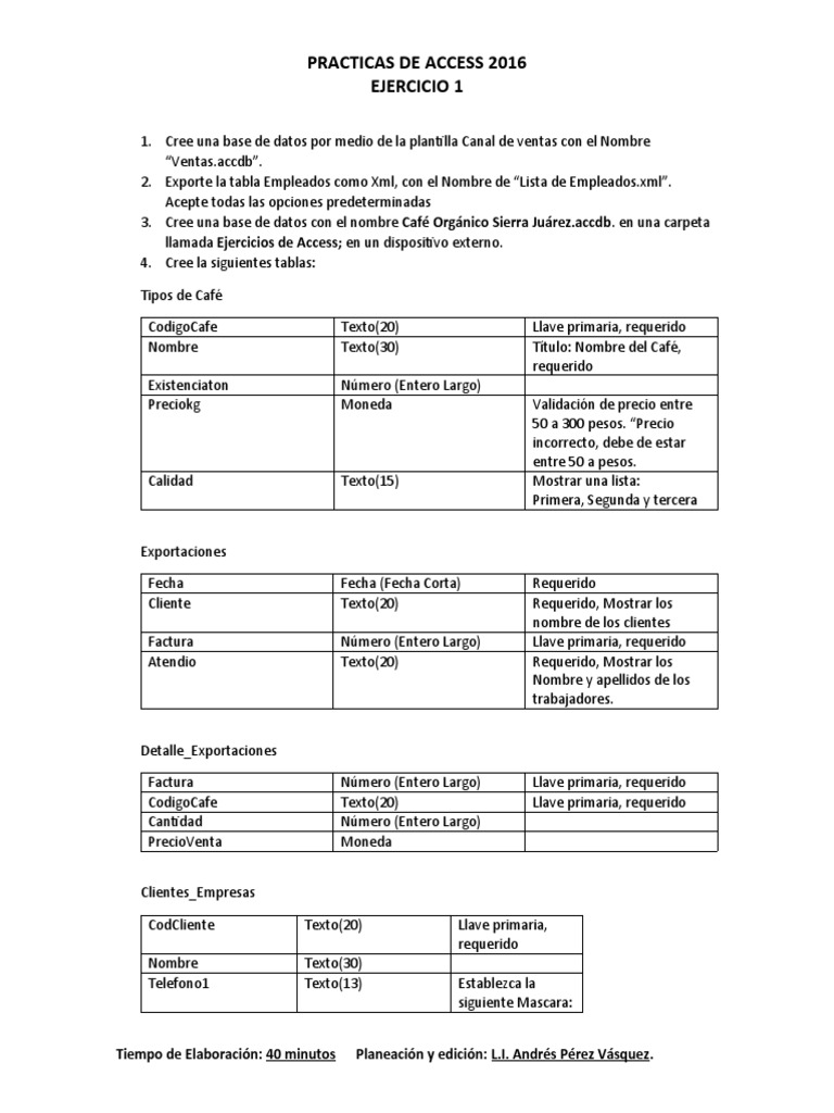 Ejercicio 1 Access 2016 | PDF | Informática | Informática y tecnología de la información