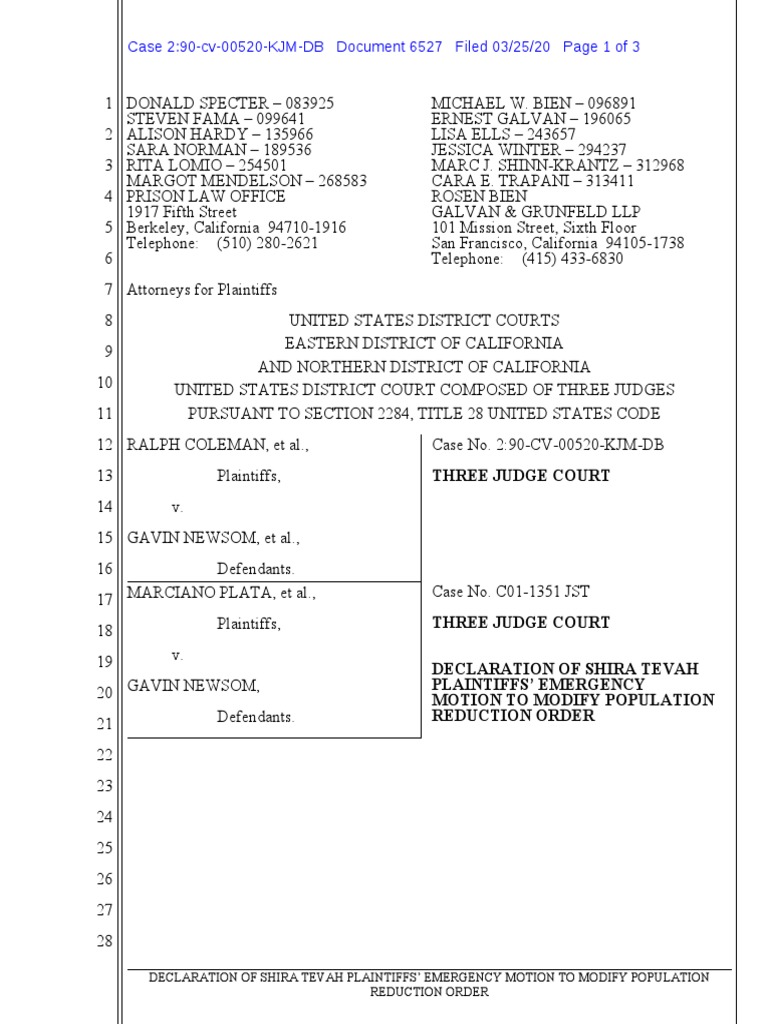 Emergency Motion to Modify Population Order | PDF | Common Law | Justice