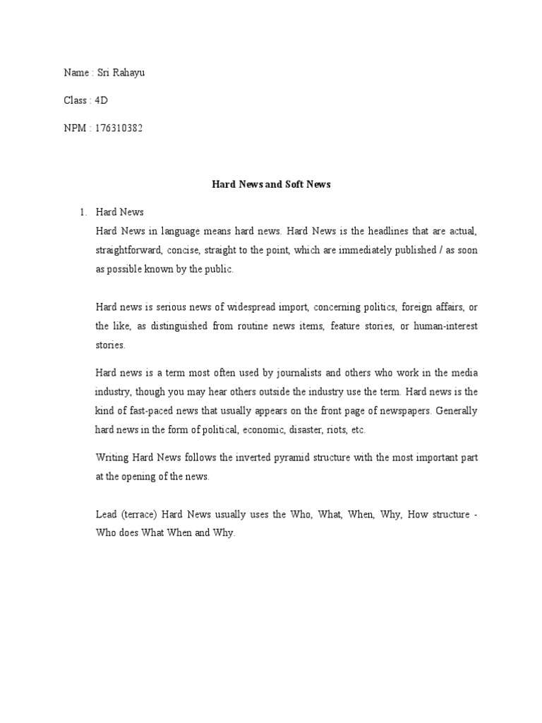 Hard vs Soft News: Key Differences | PDF | News