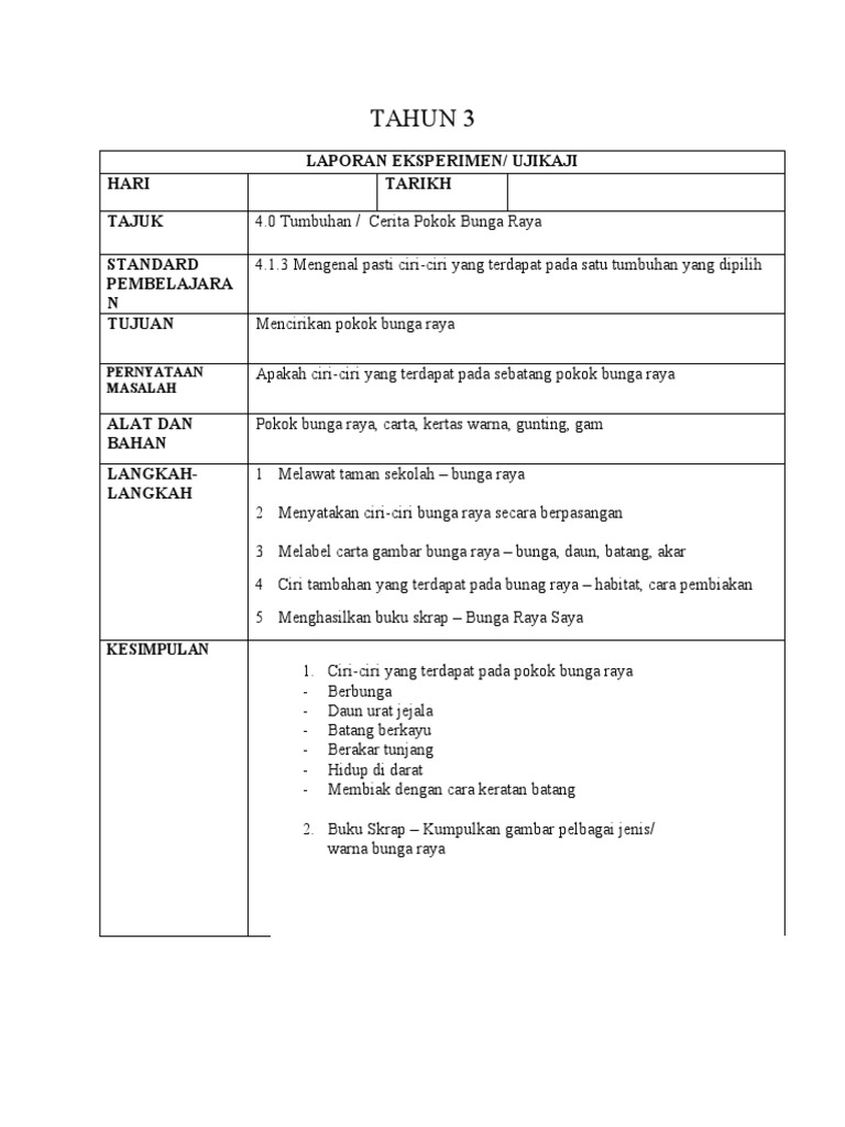 TAHUN 3 - Cerita Pokok Bunga Raya | PDF