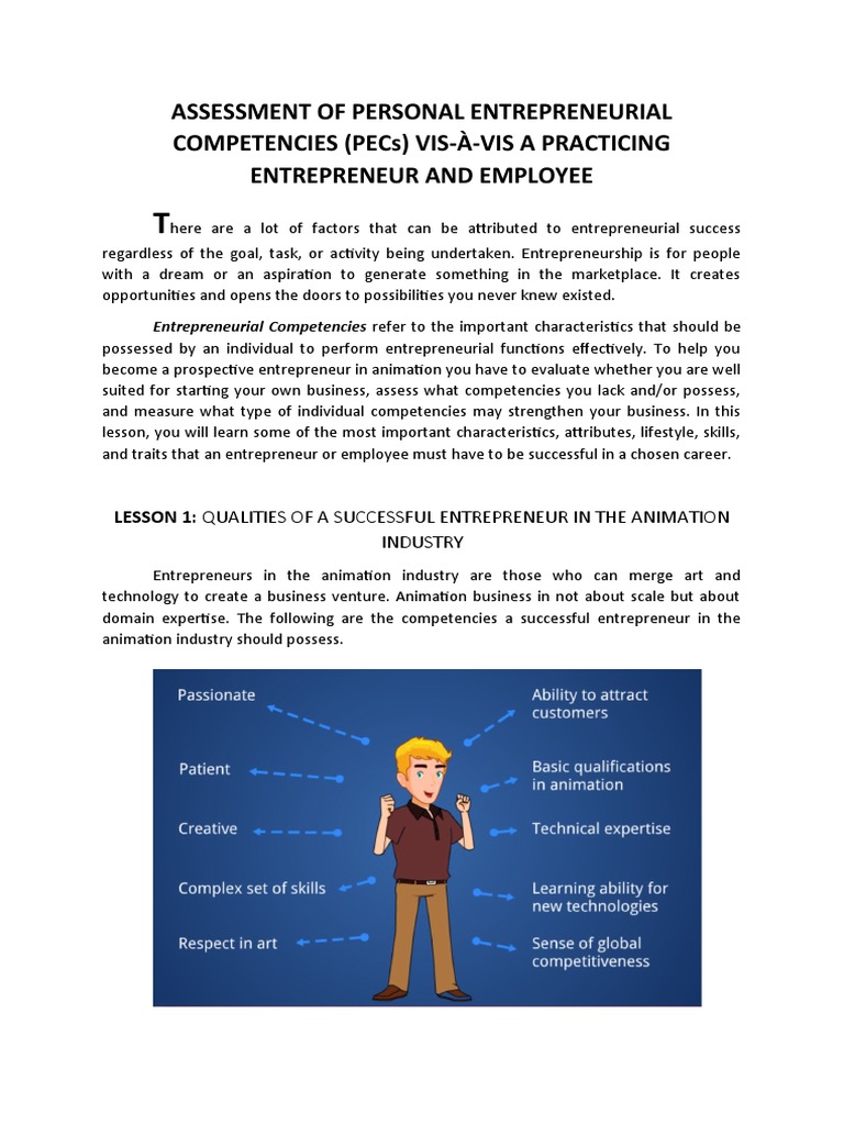 Assessment of Personal Entrepreneurial Competencies | PDF ...