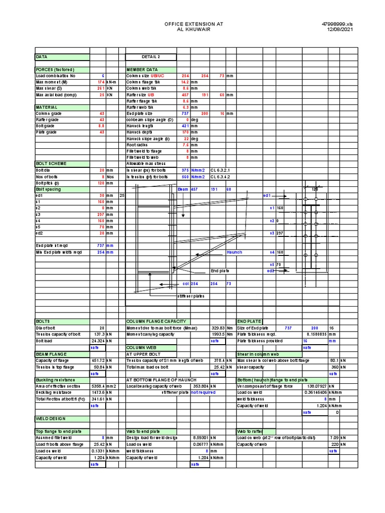 Moment Connection DETAIL 2 | PDF | Buckling | Column
