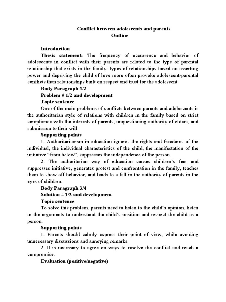 Conflict Between Adolescents and Parents | PDF | Adolescence ...