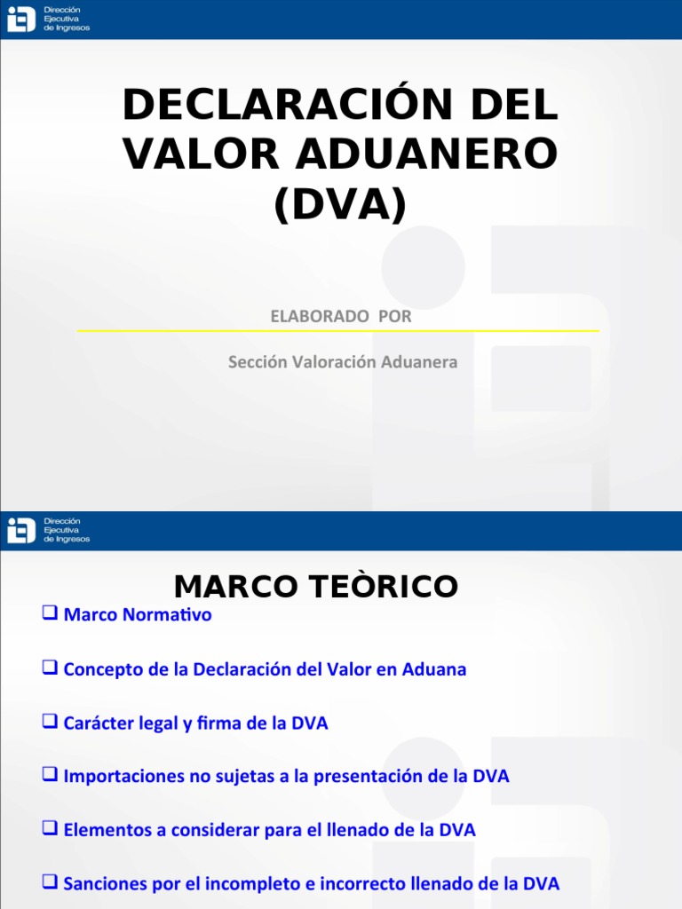 Presentacion Llenado Dva | PDF | Factura | aduana