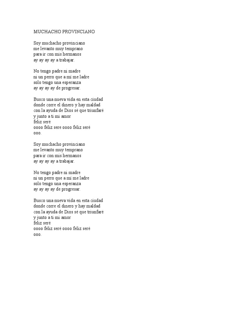 Muchacho Provinciano | PDF | Relaciones personales, crianza y ...