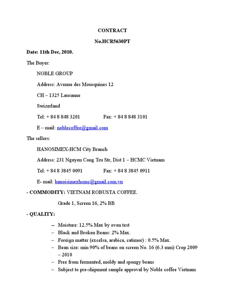Contract Coffee | PDF | Vietnam | Business
