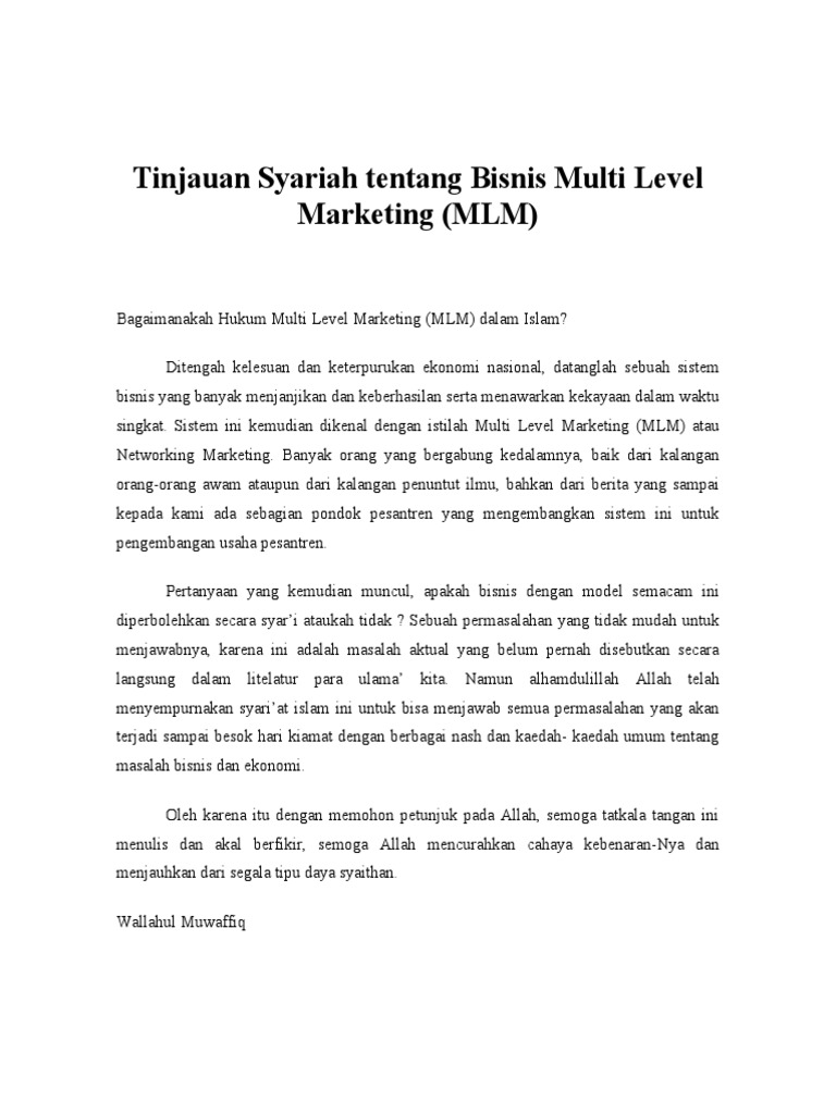 Hukum Multi Level Marketing | PDF | Karier & Perkembangan ...