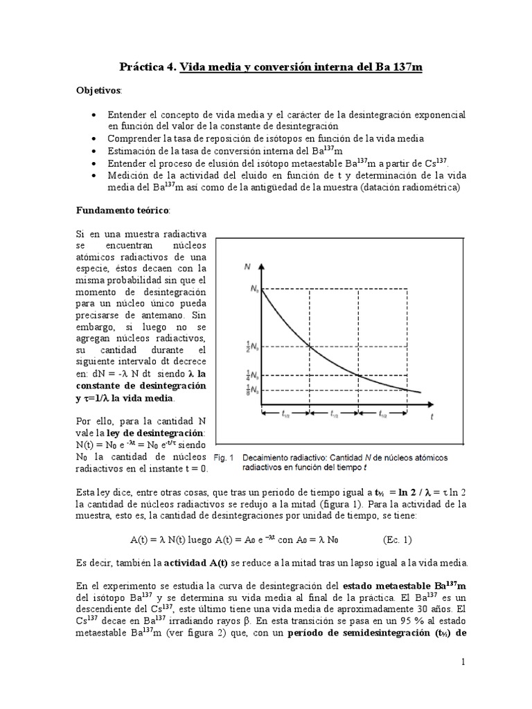 Vida Media y Conversión Interna del Ba137m | PDF | Electrón ...