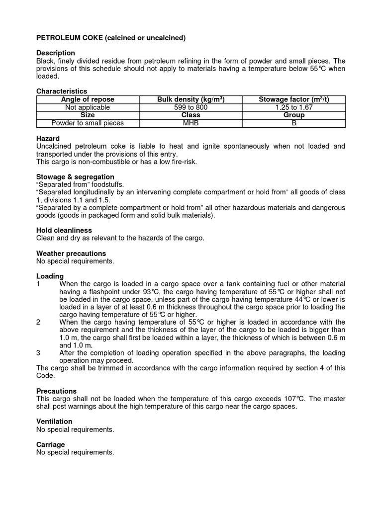 Petcoke Loading and Safety Guidelines | PDF | Nature