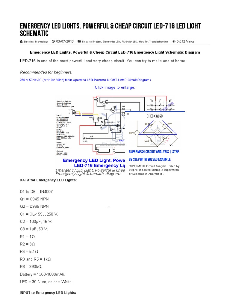 Emergency LED Light Circuit: A Detailed Guide to Creating a Powerful ...
