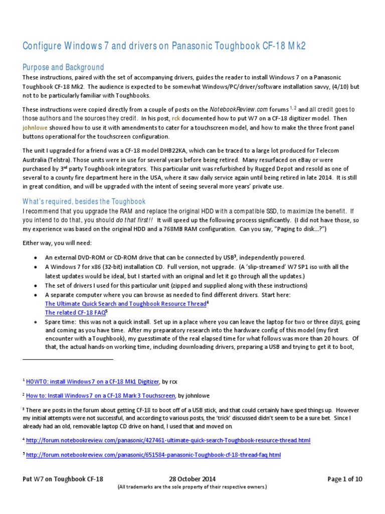 How To Install Windows 7 On Toughbook CF-18 Mk2 With Touchscreen or Digitizer, With Drivers v3 ...