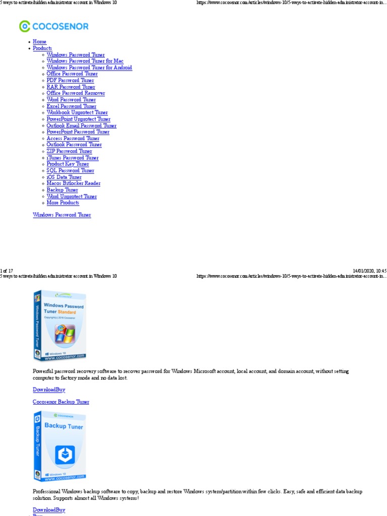 5way To Enable Hidden Admin | PDF | Windows 10 | Microsoft Windows