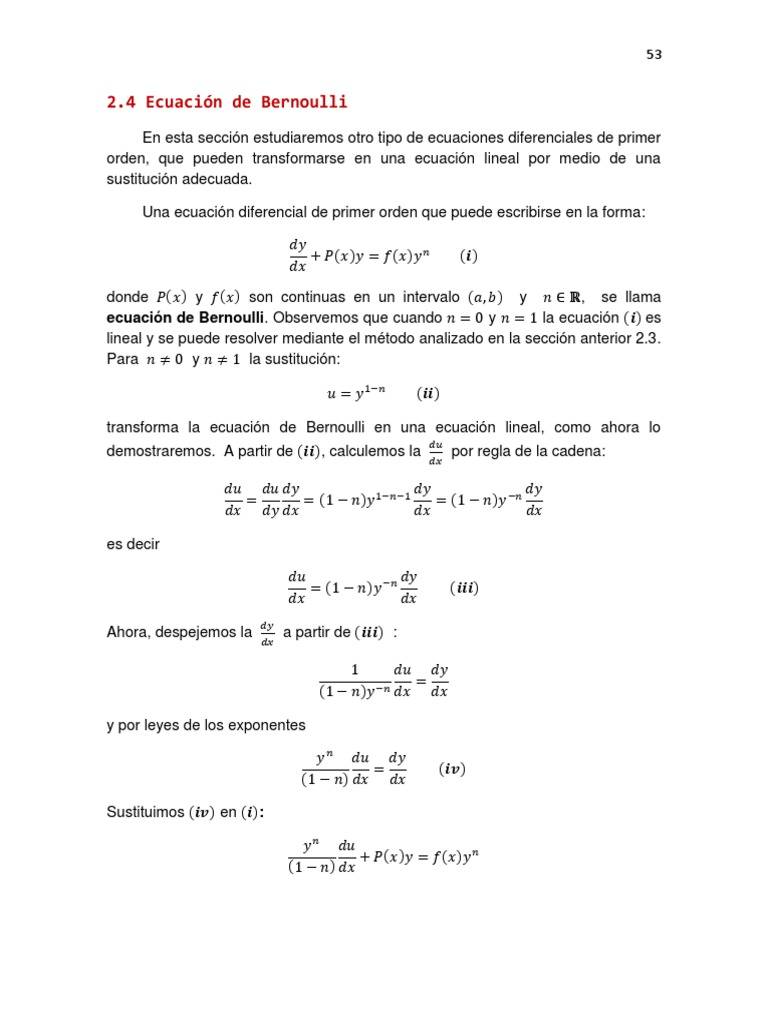4 - EDO - Bernoulli - Exactas - Factor - Integrante PDF | PDF | Ecuaciones | Ecuación ...