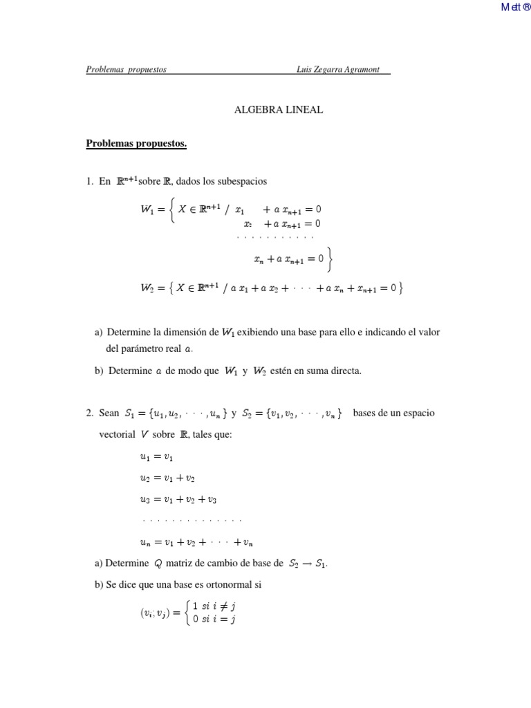 Anexo Algebra Lineal | PDF | Espacio vectorial | Base (álgebra lineal)