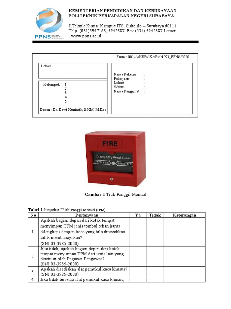 Form Inspeksi TPM | PDF